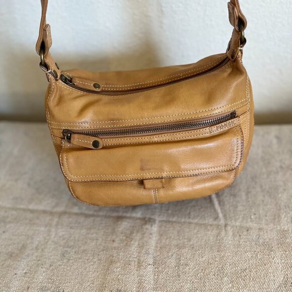 Fossil | Bags | Vintage Y2k Fossil Tan Mini Leather Hobo Festival ...